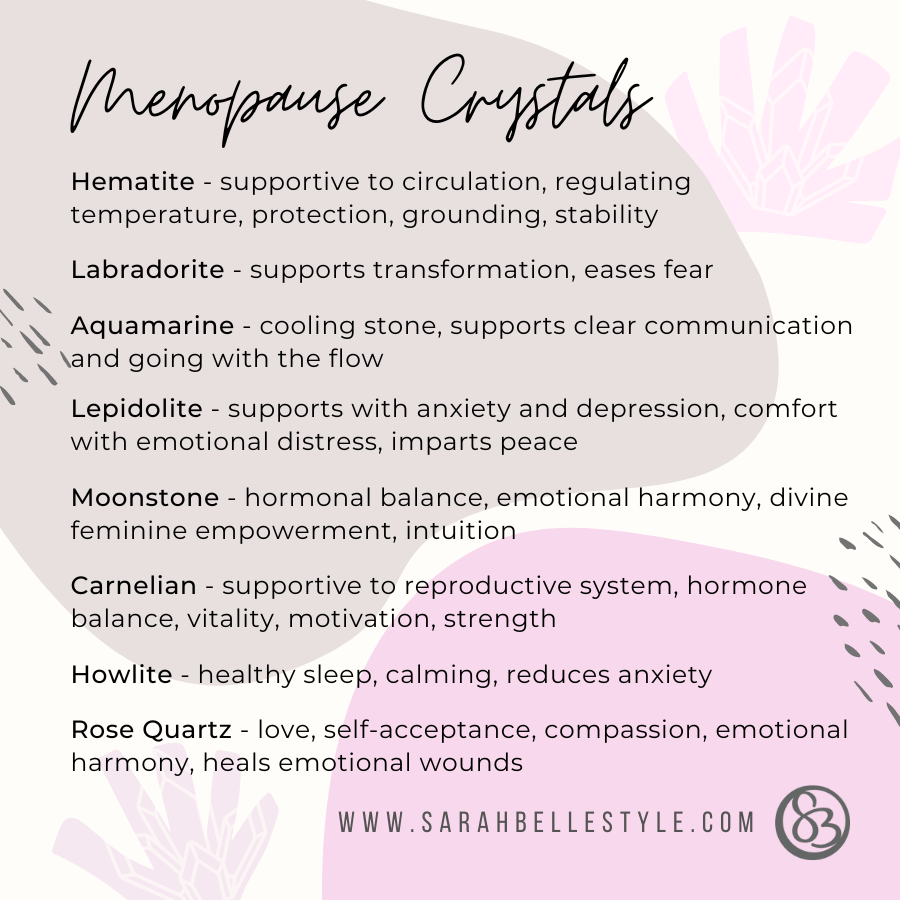 Menopause Crystals Sarah Belle